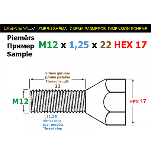 M12x1 25x30 Hex19 Wheel Nuts